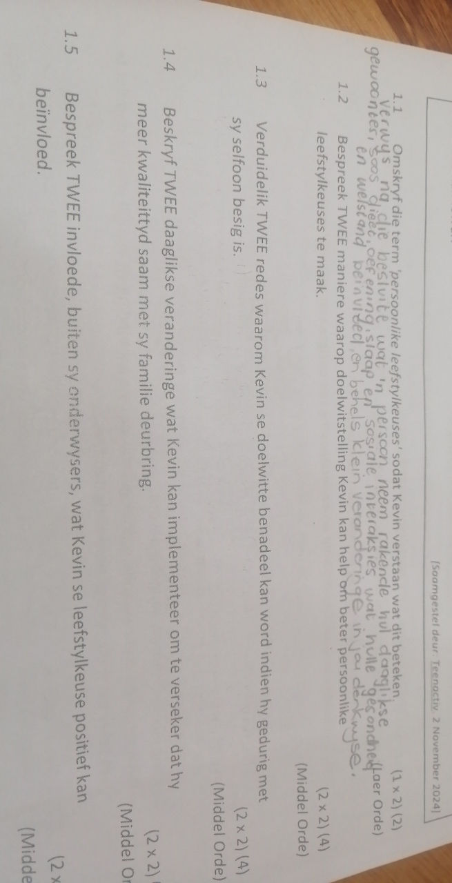 11 Omskryf die term persoonlike