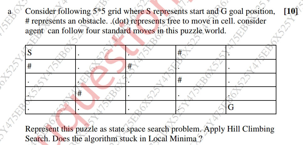 Consider following 55 grid where S | StudyX