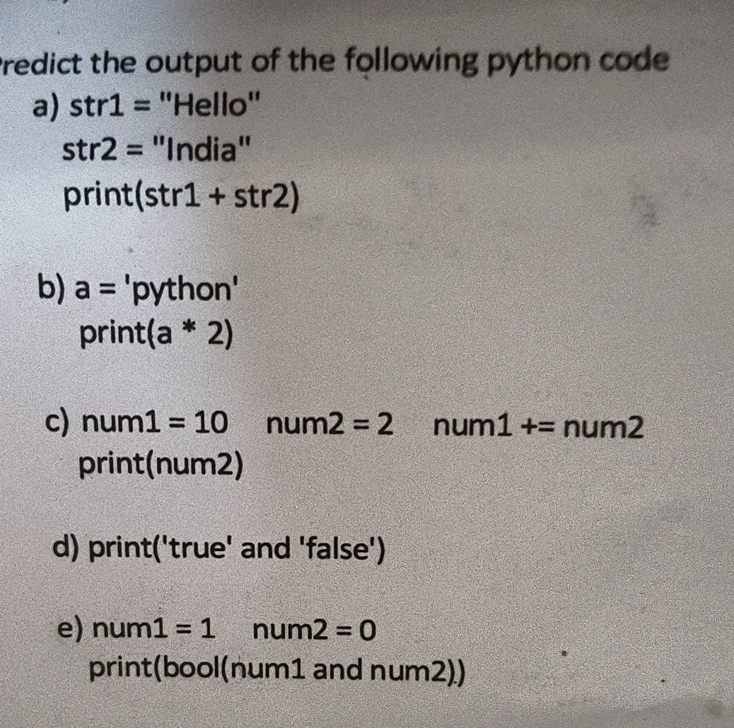 Predict the output of the following python | StudyX