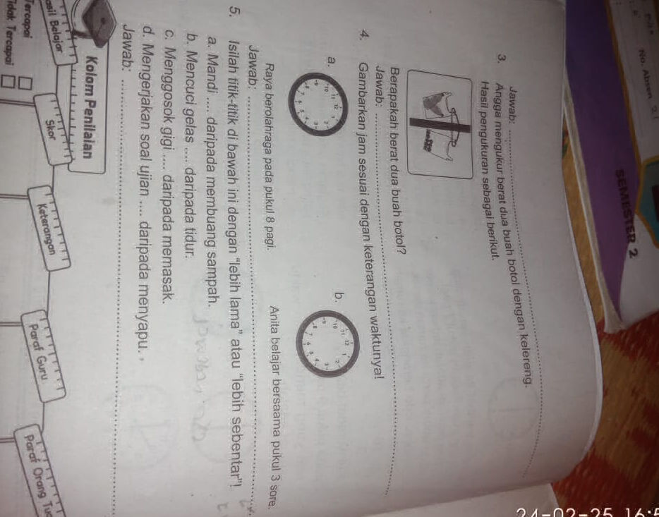 3. Angga mengukur berat dua buah botol | StudyX