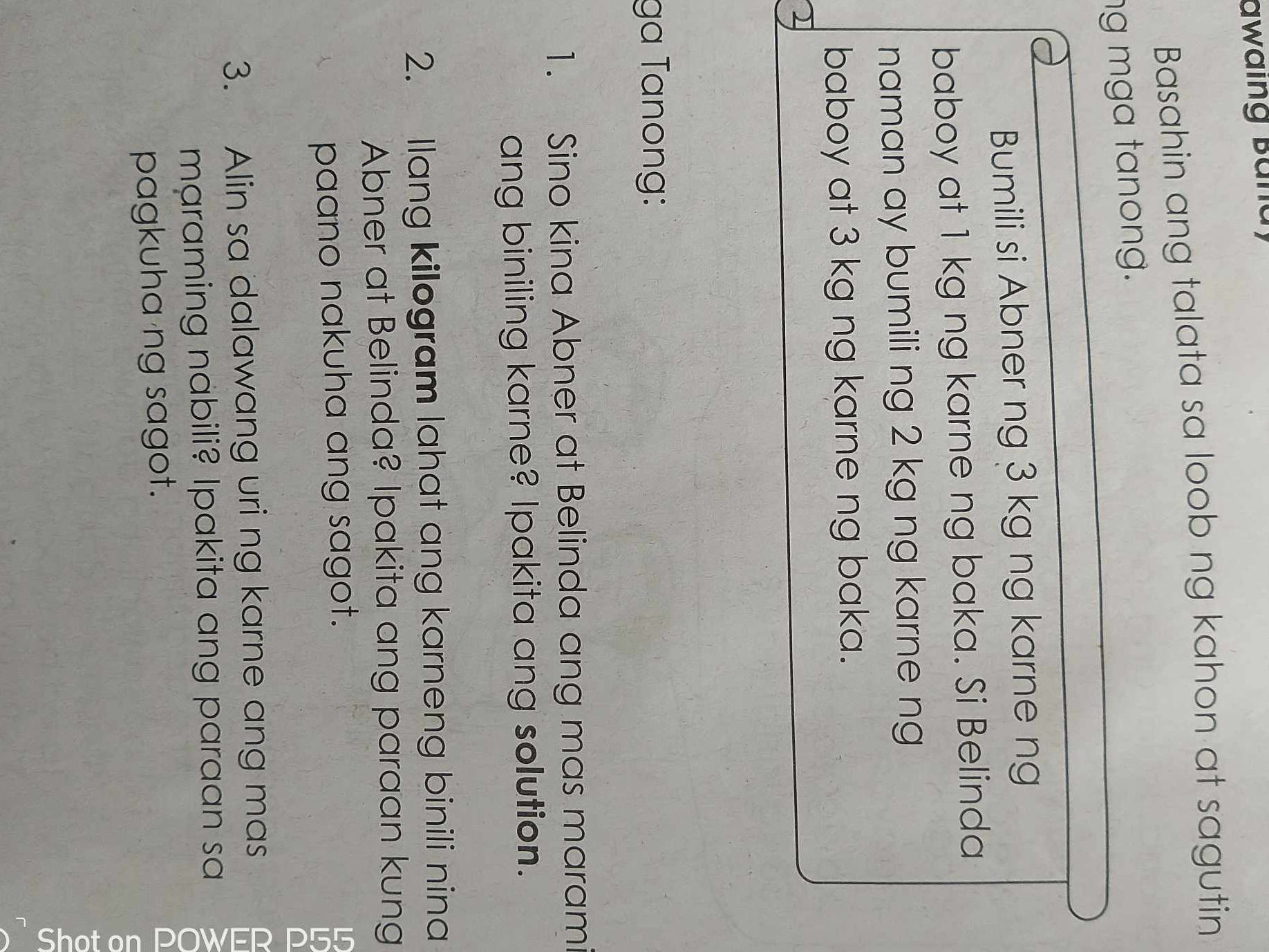 Basahin ang talata sa loob ng kahon at | StudyX