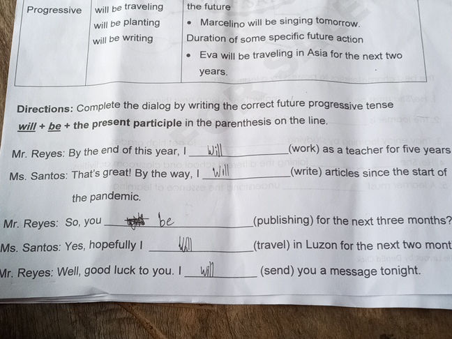 Directions Complete the dialog by writing | StudyX