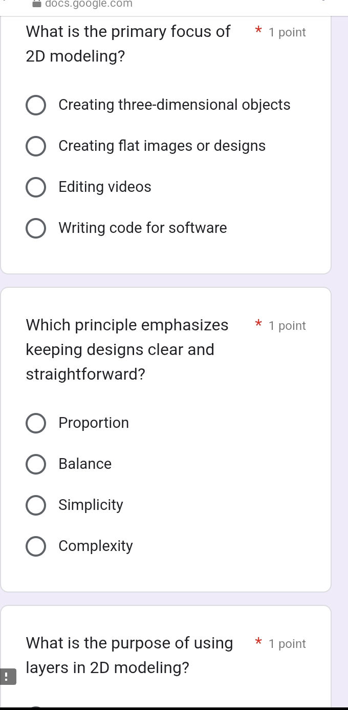 What is the primary focus of 2D modeling? | StudyX