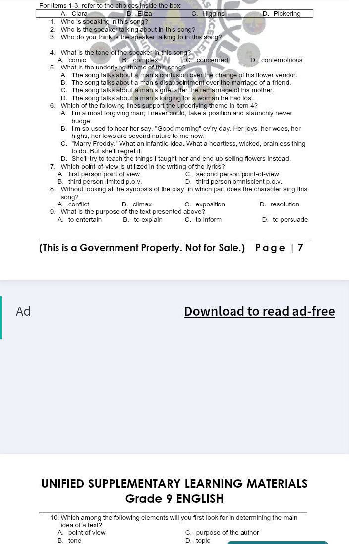 For items 1-3 refer to the choices inside | StudyX