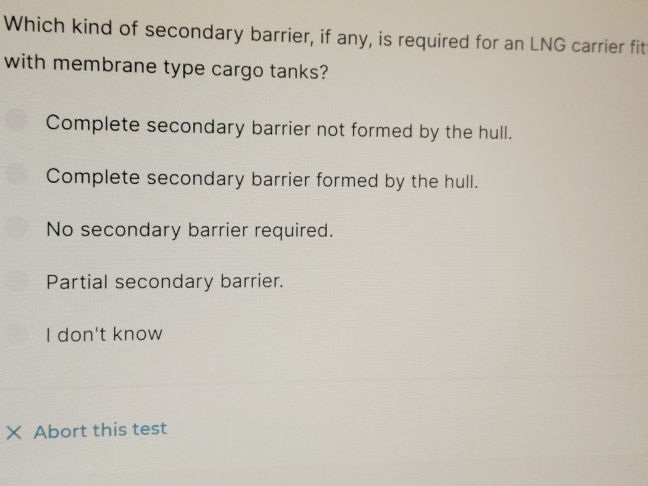 Which kind of secondary barrier, if any, is | StudyX