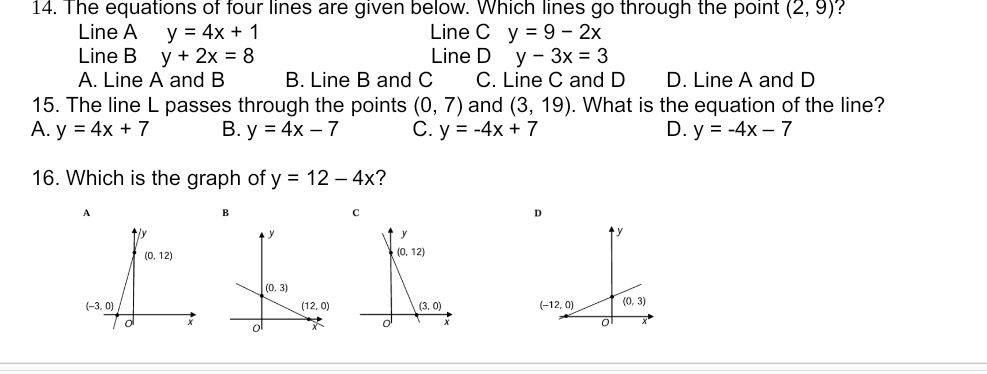 14 The equations of four lines are given | StudyX