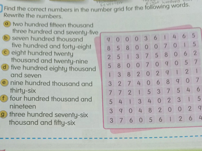 Find the correct numbers in the number grid | StudyX