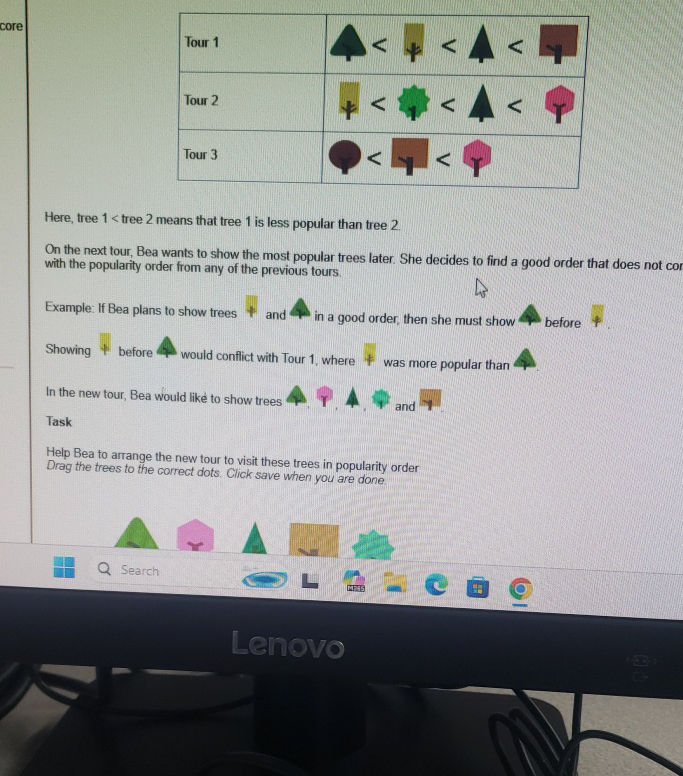 Here tree 1 tree 2 means that tree 1 is less