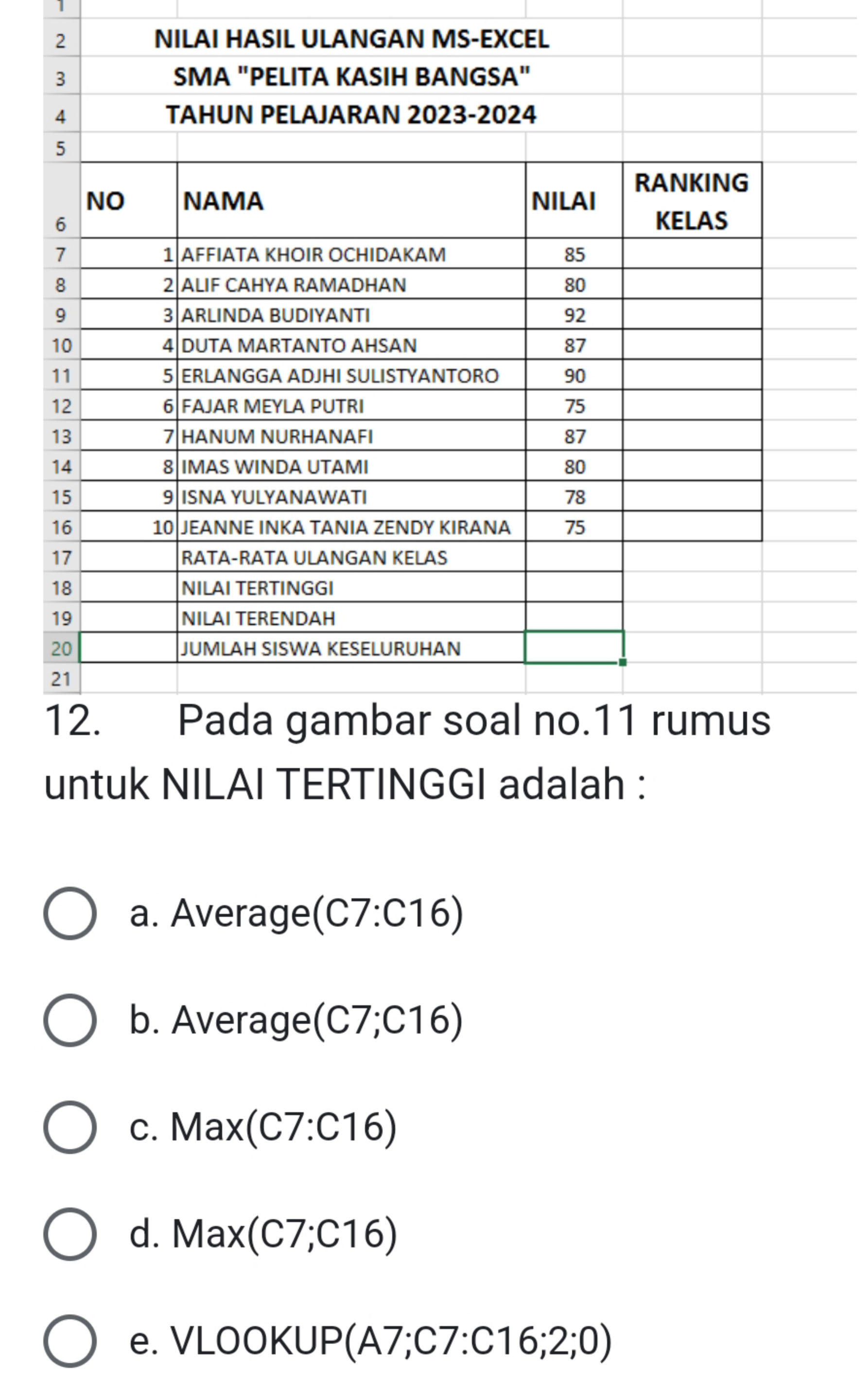 12 Pada gambar soal no11 rumus untuk NILAI | StudyX