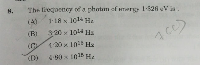 The frequency of a photon of energy 1.326 eV