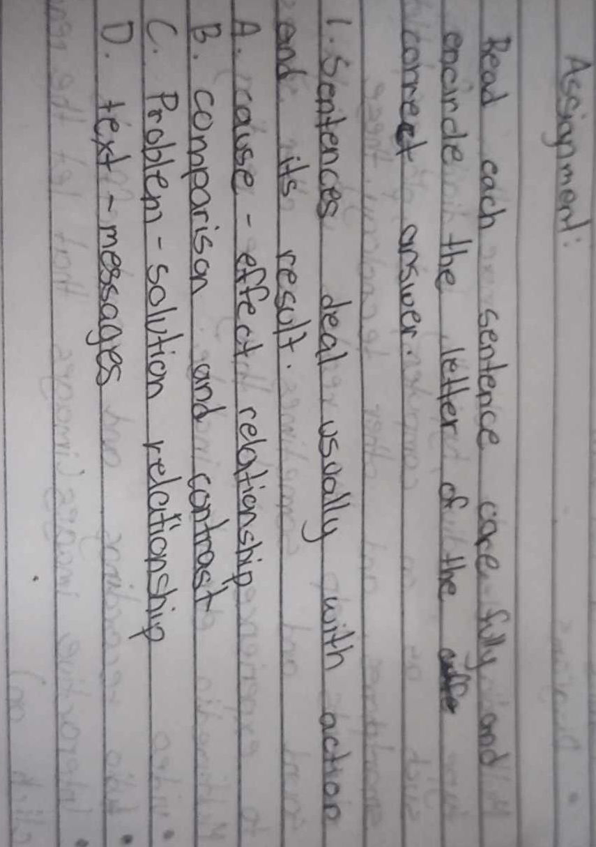 Assignment Read each sentence carefully and | StudyX