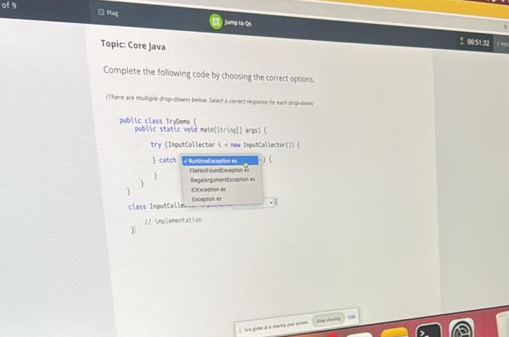 Topic Core Java Complete the following code | StudyX