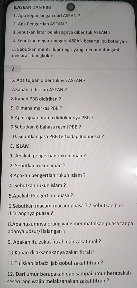 E.ASEAN DAN PBB 1. Apa kepanjangan dari | StudyX