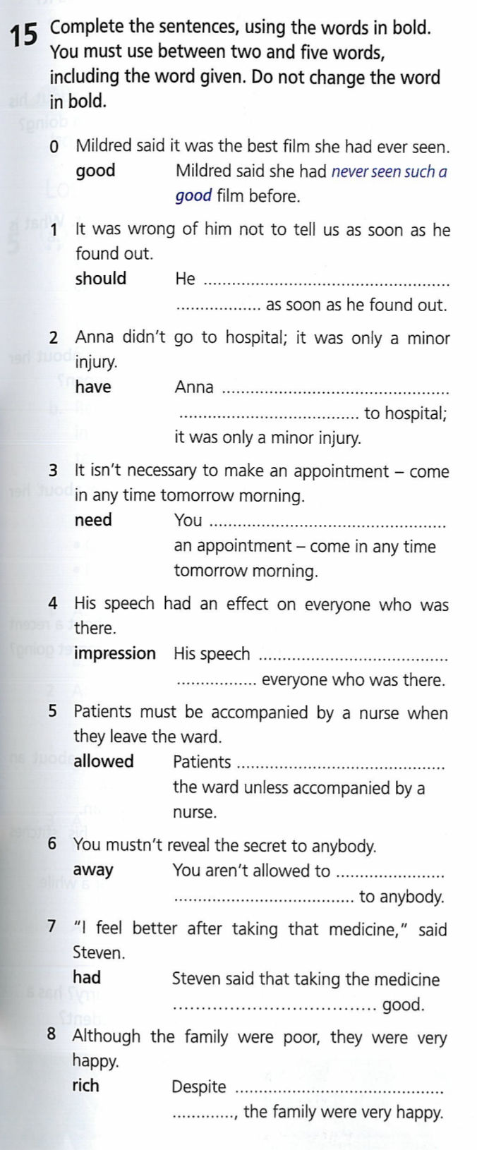 15 Complete the sentences, using the words | StudyX