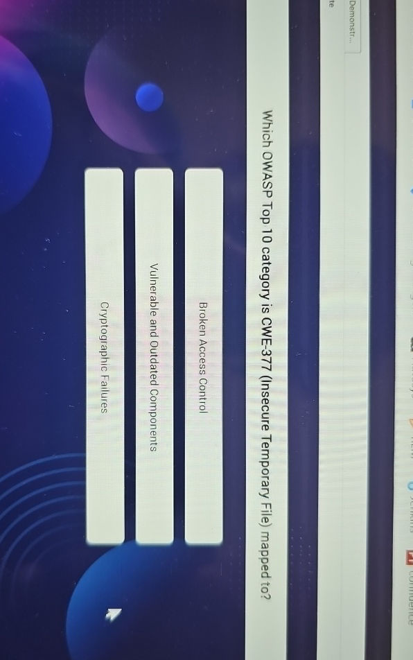 Which OWASP Top 10 category is CWE-377 | StudyX