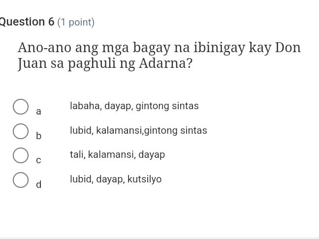 Ano-ano ang mga bagay na ibinigay kay Don | StudyX