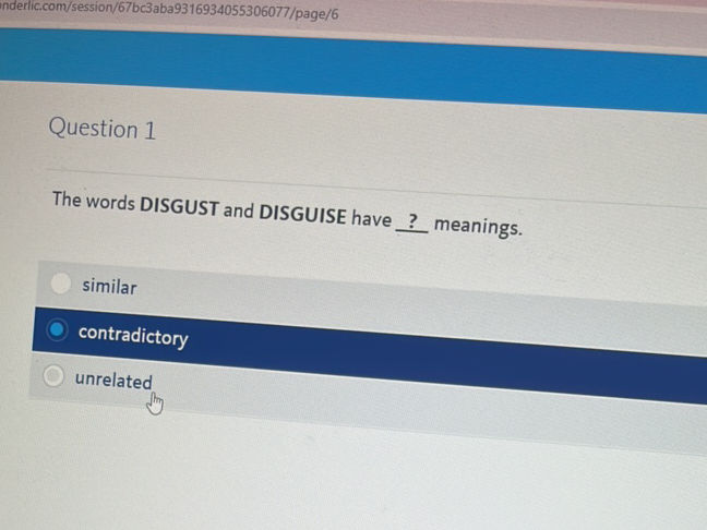 The words DISGUST and DISGUISE have