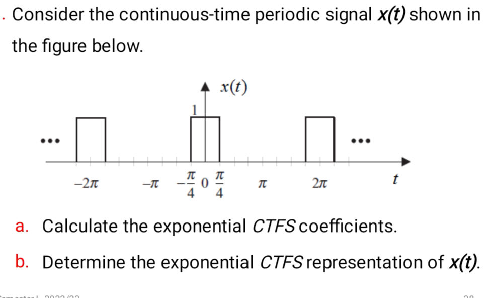 Consider the continuous-time periodic signal