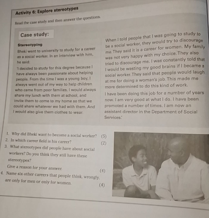 Activity 6: Explore stereotypes Read the | StudyX