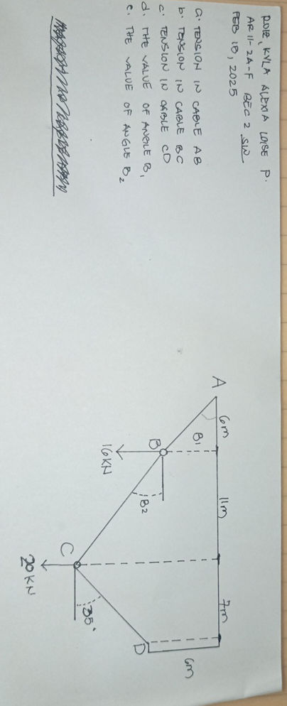 A diagram shows a system of cables and | StudyX