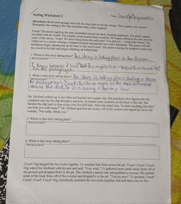 Setting Worksheet 2 Directions Read each | StudyX