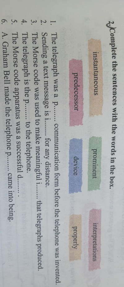 2. Complete the sentences with the words in | StudyX