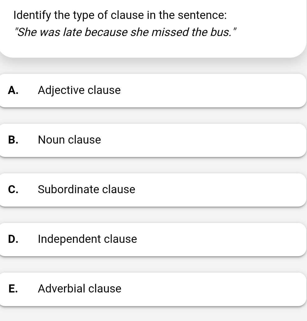 Identify the type of clause in the sentence | StudyX
