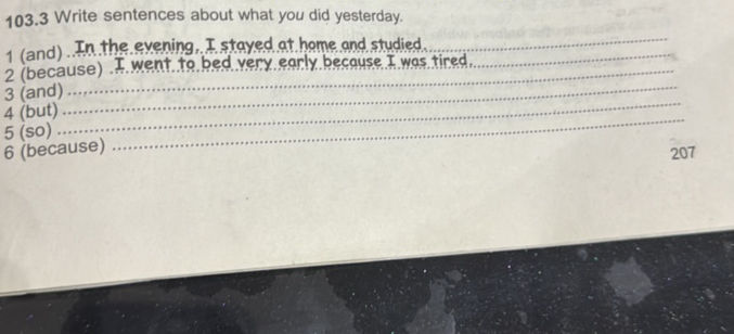 Write sentences about what you did | StudyX