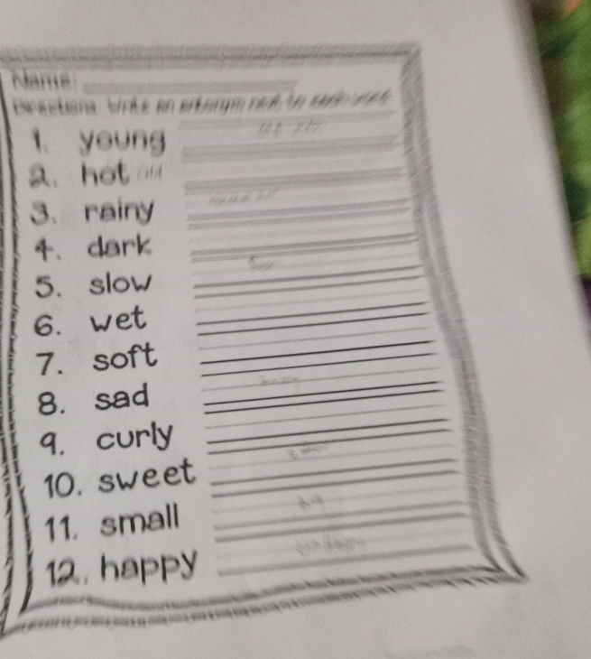 Name Write the antonym for each word 1 young | StudyX