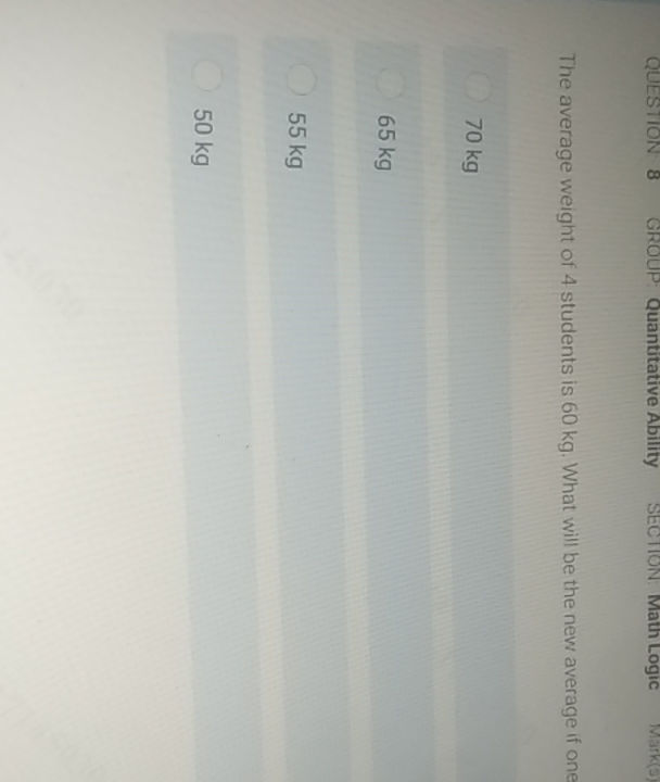 The average weight of 4 students is 60 kg | StudyX