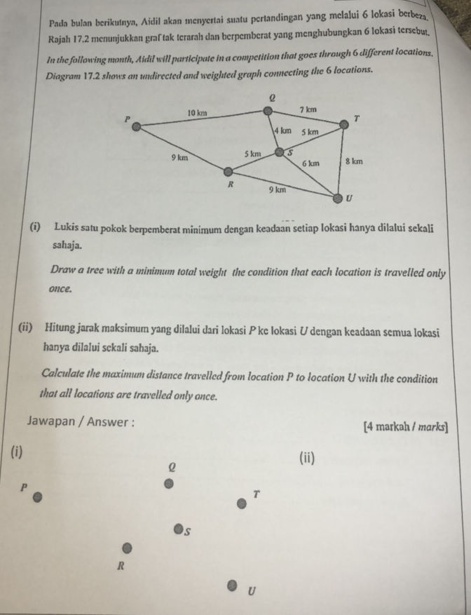 (i) Lukis satu pokok berpemberat minimum | StudyX