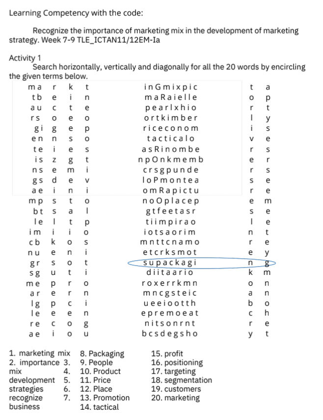 Learning Competency with the code: Recognize | StudyX