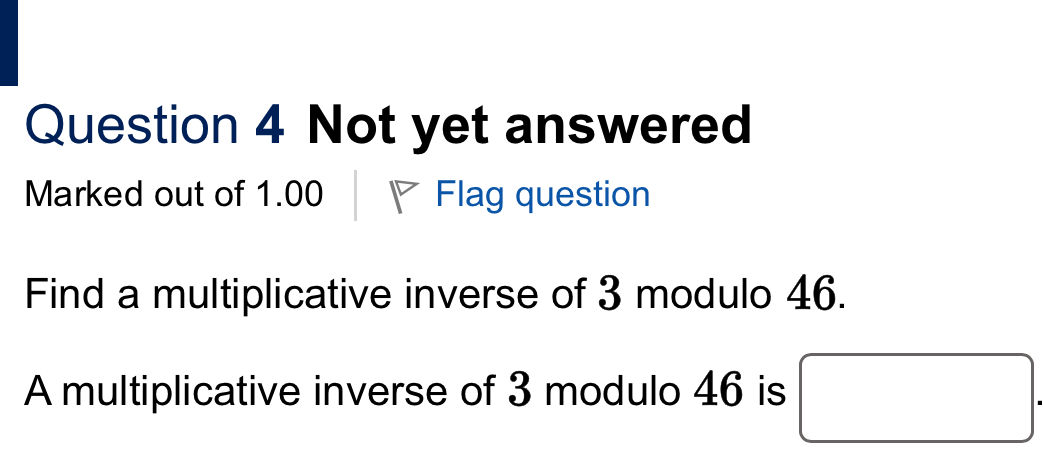 Find a multiplicative inverse of 3 modulo | StudyX