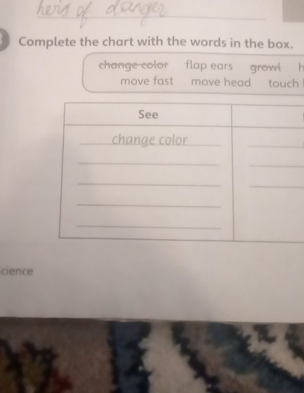 Complete the chart with the words in the box | StudyX