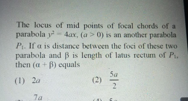 The locus of mid points of focal chords of a | StudyX
