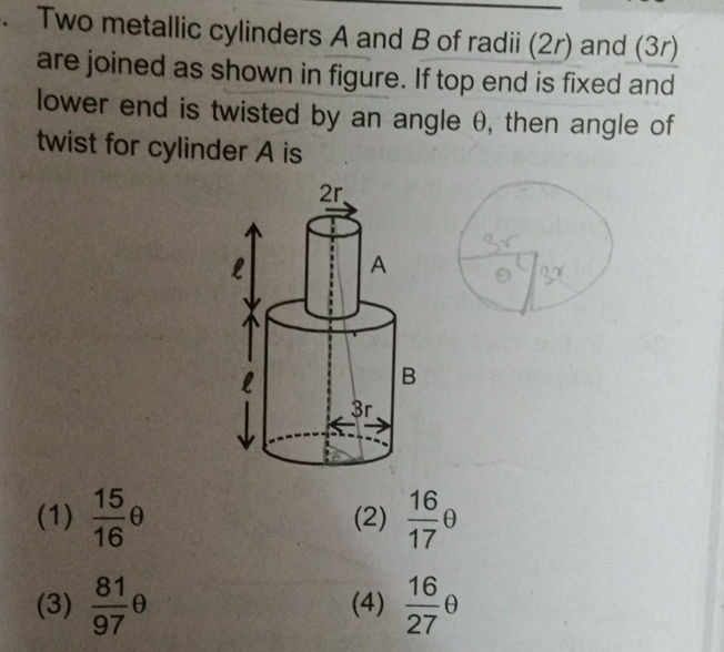. Two metallic cylinders A and B of radii | StudyX