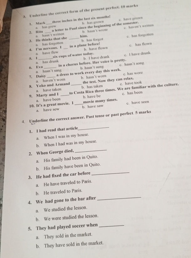 3 Underline the correct form of the present | StudyX