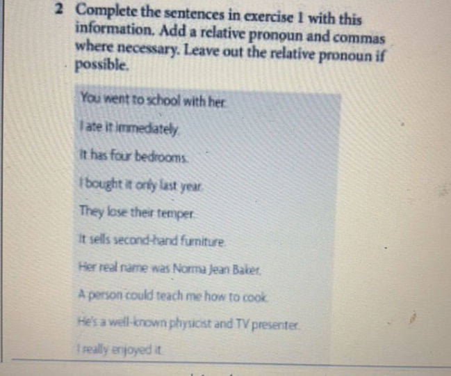 2 Complete the sentences in exercise 1 with | StudyX