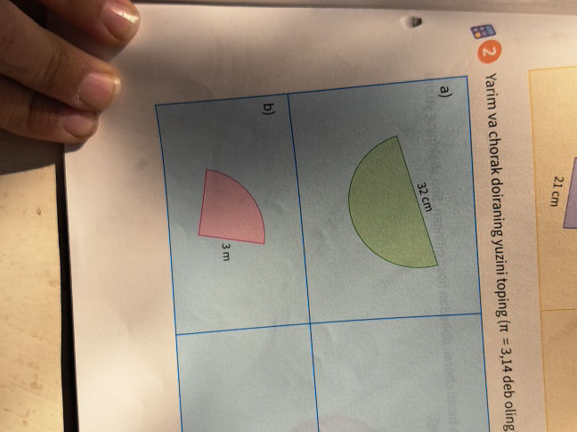 Find the area of the semicircle and quarter | StudyX