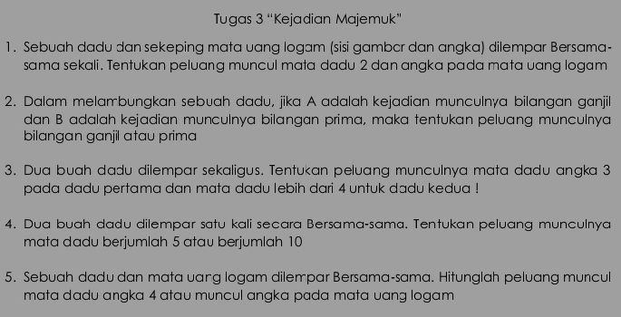 1. Sebuah dadu dan sekeping mata uang logam | StudyX