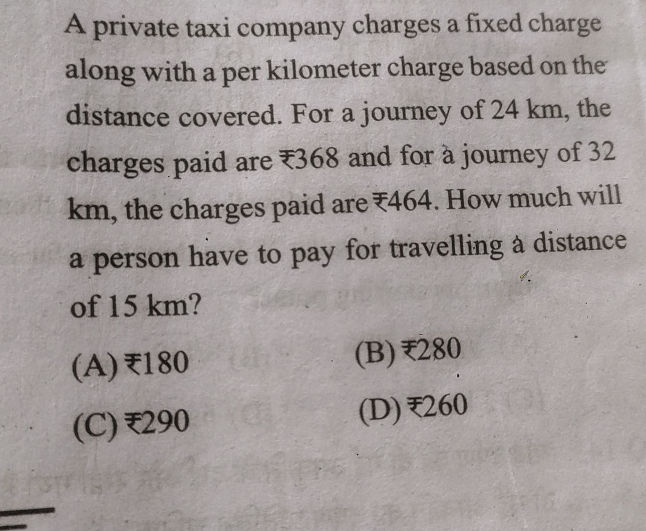 A private taxi company charges a fixed | StudyX