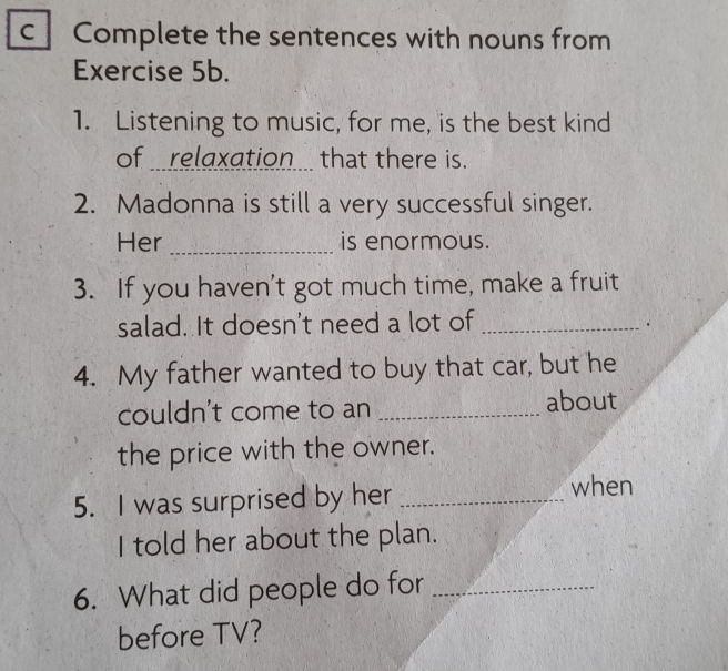 Complete the sentences with nouns from | StudyX