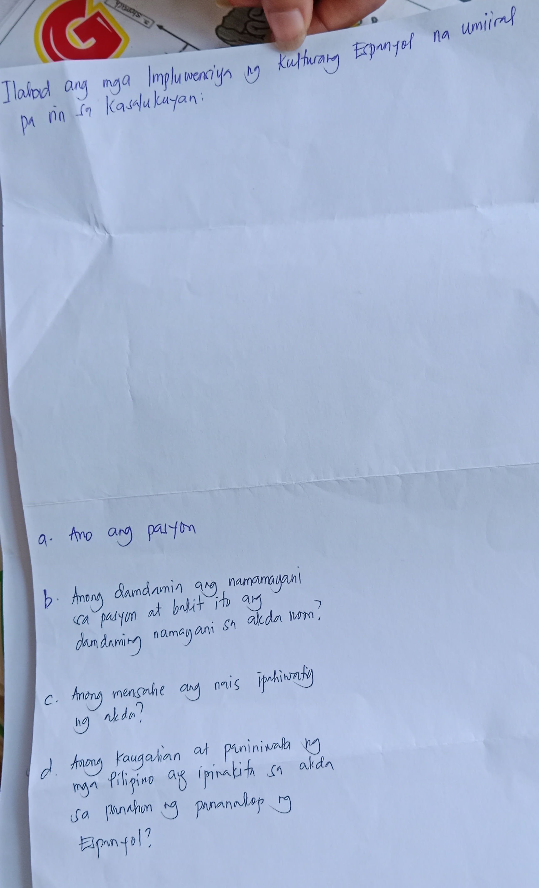 Ilabod ang mga impluwensiya ng kulturang | StudyX