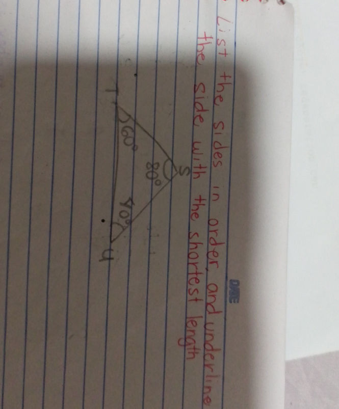 List the sides in order, and underline the | StudyX