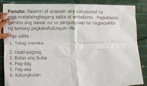 Panuto Basahin at unawain ang sumusunod na | StudyX