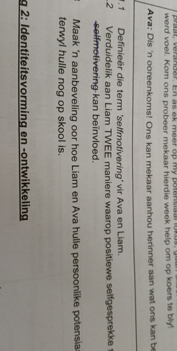 11 Definier die term selfmotivering vir Ava | StudyX