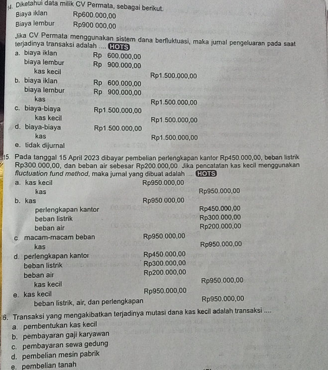 4. Diketahui data milik CV Permata, sebagai | StudyX
