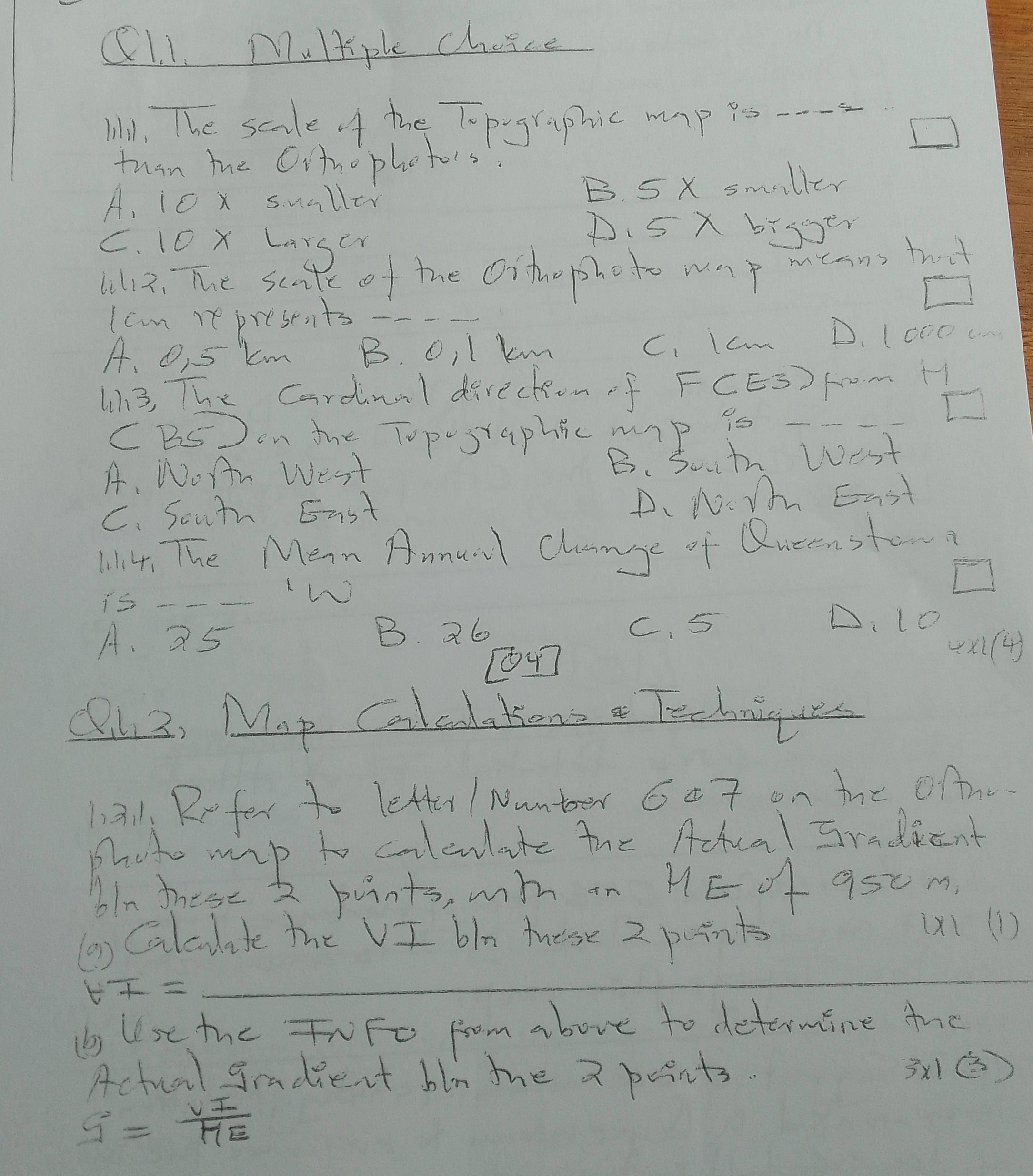 Q1. Multiple Choice 1. The scale of the | StudyX