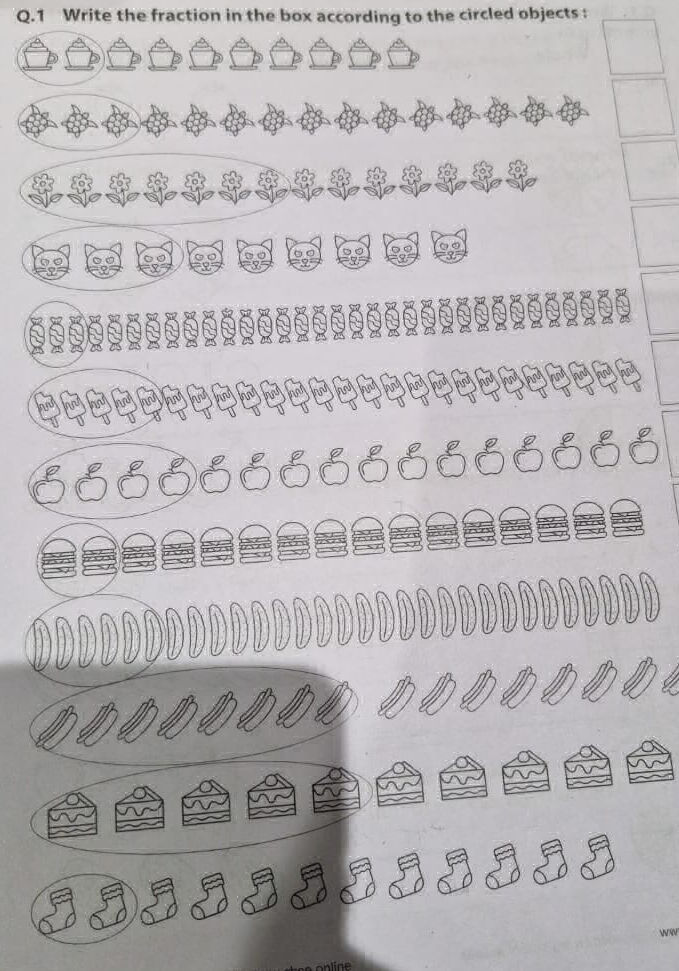 Q1 Write the fraction in the box according | StudyX