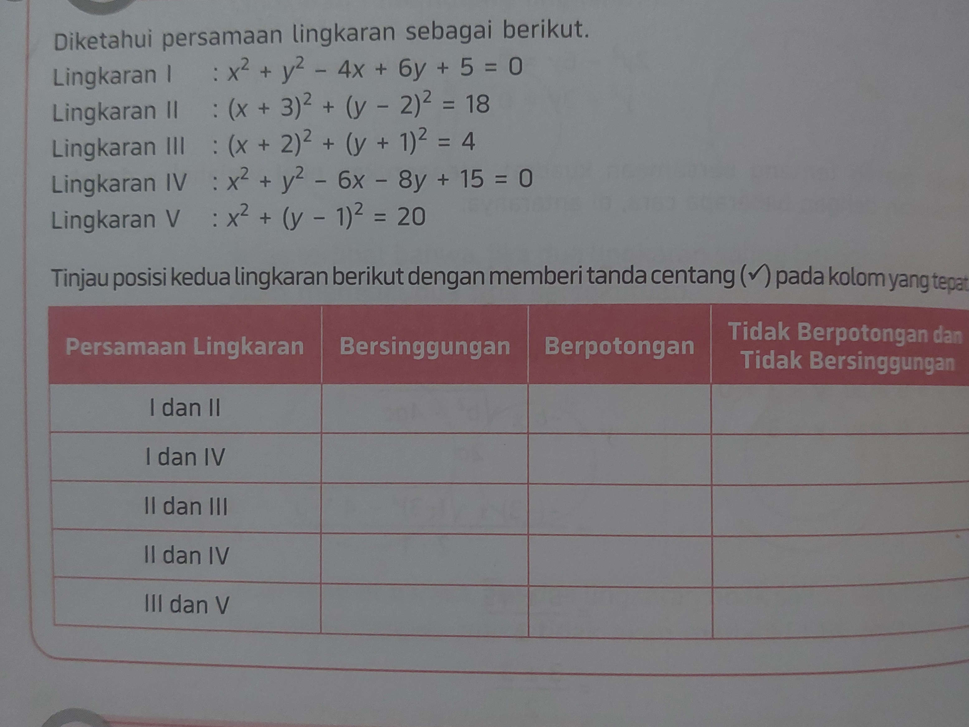 Diketahui persamaan lingkaran sebagai | StudyX